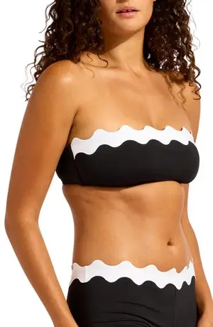 Seafolly Contrast Trim Bikini Top - Black