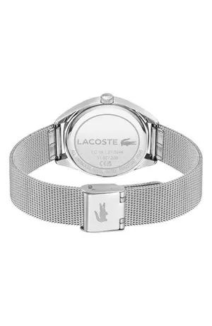 Lacoste Multifunction Mesh Strap Watch With Goldtone Bezel And Crystal Markers
