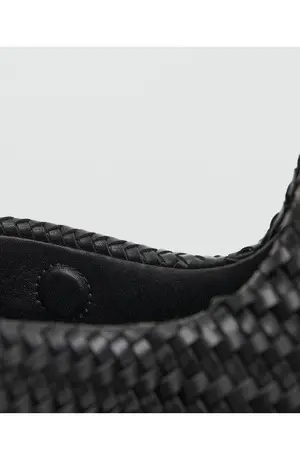 Mango Braided Faux Leather Shoulder Bag