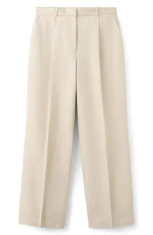 Mango Straight Fit Pleat Front Wide Leg Pants