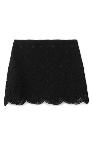 Mango Crochet Cotton Blend Mini Skirt
