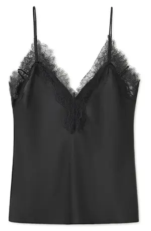 Mango Matte Satin Lace Trim Cami