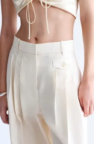 Mango Pleated Wide Leg Trousers