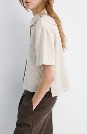 Mango Striped Cropped Shirt