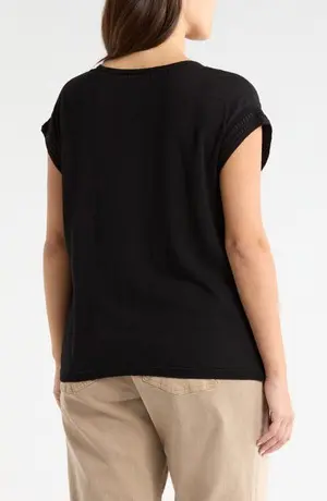 Wit & Wisdom Pointelle Trim Cotton Top