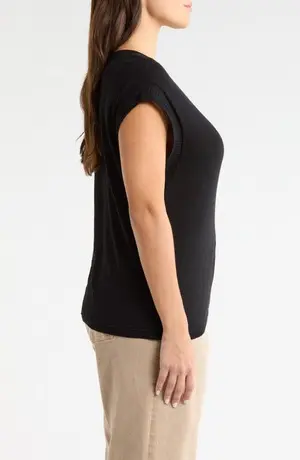 Wit & Wisdom Pointelle Trim Cotton Top