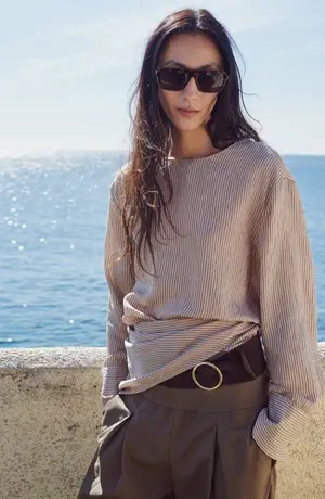 Mango Stripe Knot Detailing Asymmetrical Top