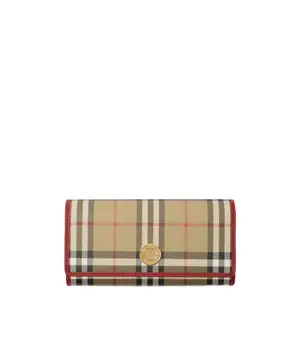Burberry Check Continental Wallet - Archives Beige/ruby Red