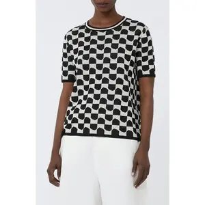 Max Mara Geometric Jacquard Cotton Blend Crewneck Sweater