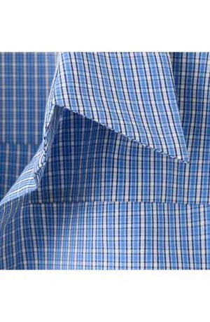 Mango Cropped Check Cotton Shirt With Spread Collar And Cap Sleeves