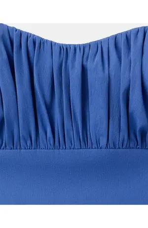 Mango Strapless Sweetheart Ruched Cotton Blend Dress