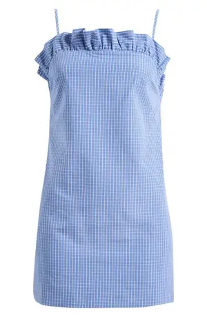 Mango Ruffled Plaid Cotton Mini Dress