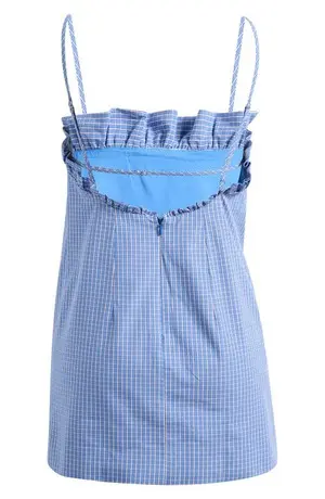 Mango Ruffled Plaid Cotton Mini Dress