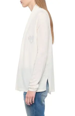 Zadig&Voltaire Robyn Beaded Heart Cashmere Cardigan - Vanille