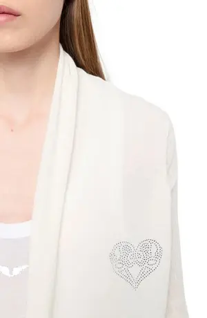 Zadig&Voltaire Robyn Beaded Heart Cashmere Cardigan - Vanille