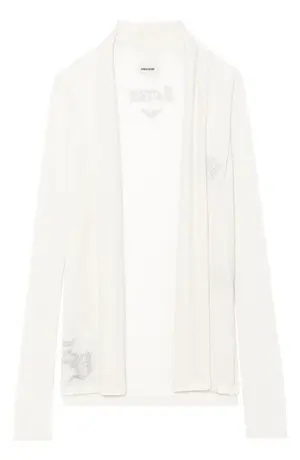Zadig&Voltaire Robyn Beaded Heart Cashmere Cardigan - Vanille