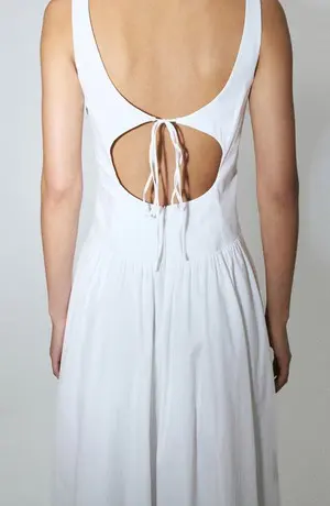 Mango Cotton Blend Square Neck Dress With Cutout Back