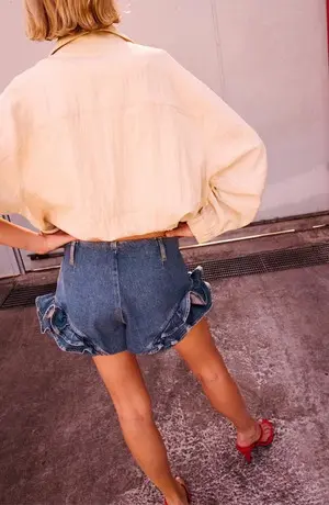 Mango Agata Denim Shorts With Ruffle Detail