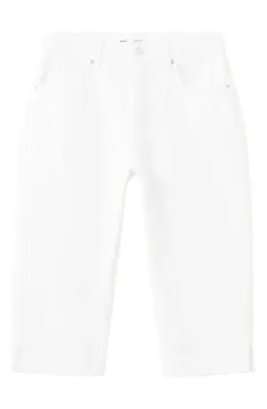 Mango Straight Leg Capri Jeans With Side-slit Hems