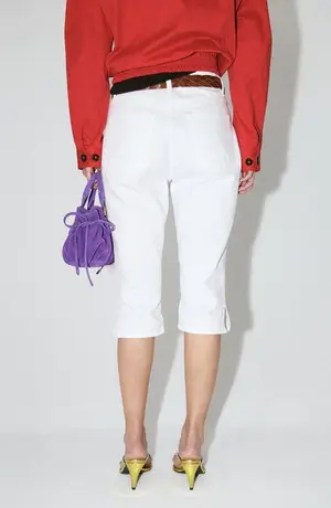 Mango Straight Leg Capri Jeans With Side-slit Hems
