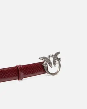 Pinko Galleria 3-cm Belt In Glossy Python Skin - Red