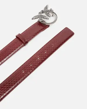 Pinko Galleria 3-cm Belt In Glossy Python Skin - Red