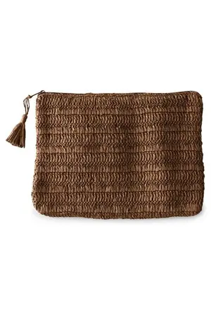 HAVEN WELL WITHIN Straw Clutch - Brown