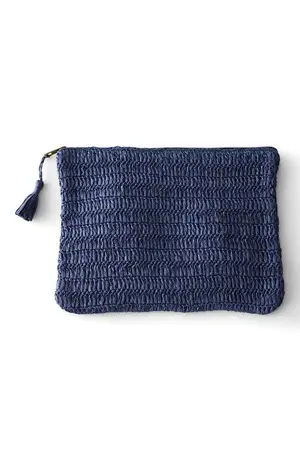 HAVEN WELL WITHIN Straw Clutch - Navy