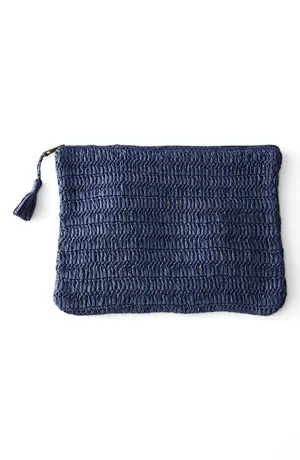 HAVEN WELL WITHIN Straw Clutch - Navy