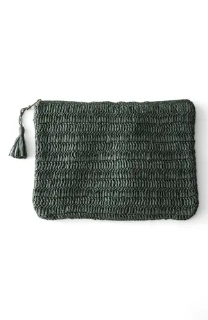 HAVEN WELL WITHIN Straw Clutch - Olive