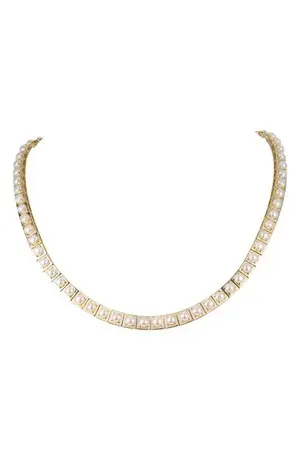 TYPE JEWELRY Cultured Pearl Tennis Necklace In 14k Gold - White