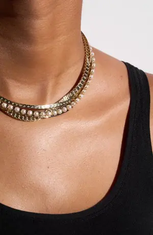 TYPE JEWELRY Cultured Pearl Tennis Necklace In 14k Gold