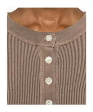 Citizens Of Humanity Varra Henley Ribbed-knit Top - Brown