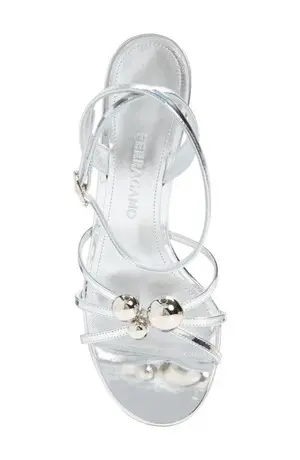 FERRAGAMO Karina Metallic Leather Ankle Strap Sandals - Silver