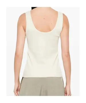Vince Sleeveless Ribbed Knit Button Detailed Top