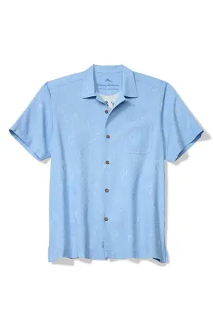 Tommy Bahama Drinks Well With Others Embroidered Silk Camp Shirt