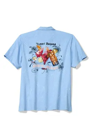 Tommy Bahama Drinks Well With Others Embroidered Silk Camp Shirt