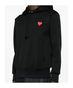 Comme Des Garçons Heart Patch Hooded Sweatshirt