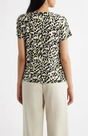 Anne Klein Asymmetrical Neck Printed Top
