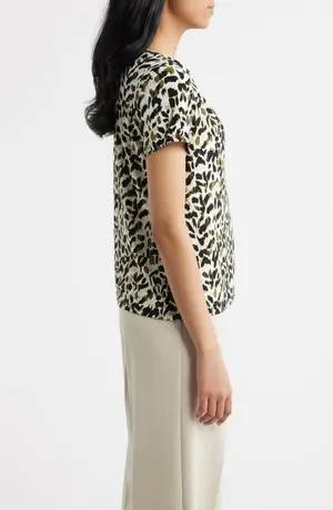 Anne Klein Asymmetrical Neck Printed Top