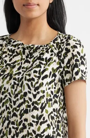 Anne Klein Asymmetrical Neck Printed Top