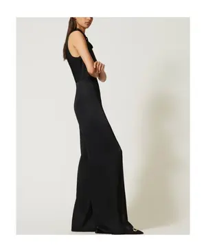 TWINSET Sleeveless Satin Jumpsuit With V-neckline And Matching Belt