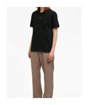 AMI Paris Short-sleeved Polo Shirt - Black