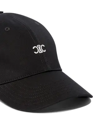 Celine Triomphe Baseball Cap In Cotton - Black