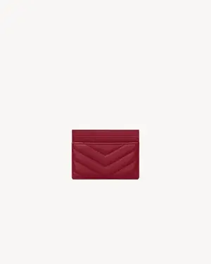 Saint Laurent Cassandre Card Case In Lambskin - Deep Red