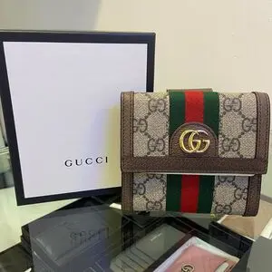 Gucci Ophidia Gg Card Case Wallet - Green