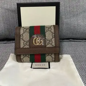 Gucci Ophidia Gg Card Case Wallet - Green