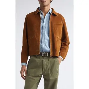 DRAKE'S Raw Suede Zip Jacket