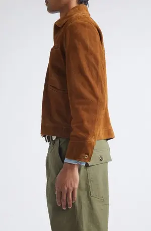 DRAKE'S Raw Suede Zip Jacket