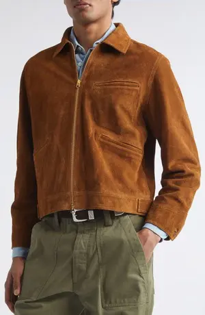 DRAKE'S Raw Suede Zip Jacket